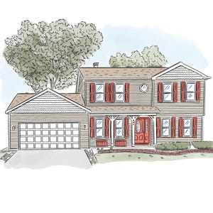 Digital Custom Home House Store Wedding Venue Drawing Hand Drawn Black ...