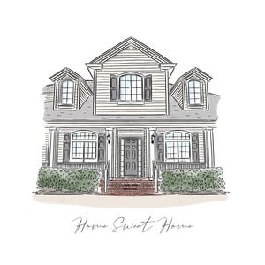 Digital Custom Home House Store Wedding Venue Drawing Hand Drawn Black ...