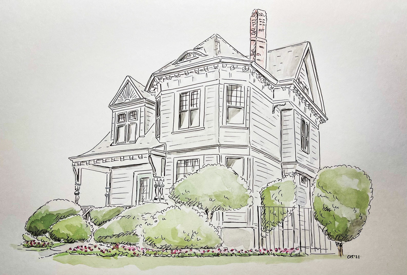 Custom House hand-drawn Sketch 8x10 Pen and Ink Drawing - Etsy