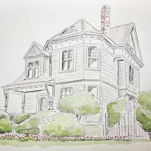 Custom House hand-drawn Sketch 8x10 Pen and Ink Drawing Doodle Bar Home ...