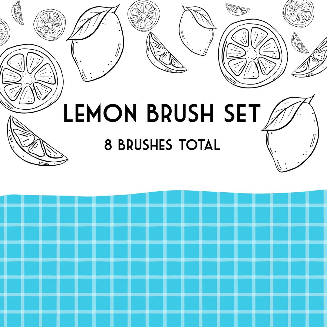 Procreate Brush Set Lemons Lemon Half Whole Wedge Check Checkered 8 ...