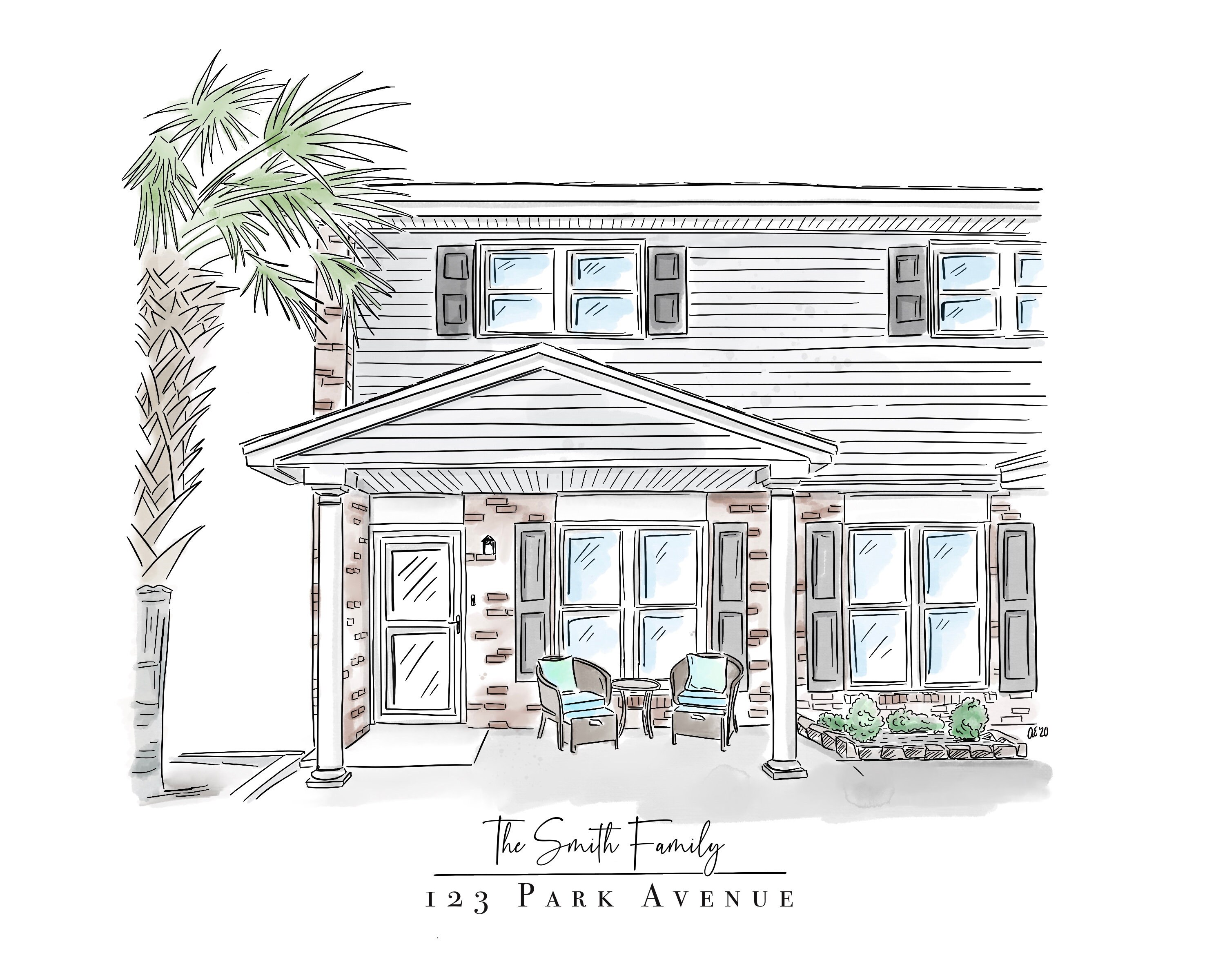 Digital Custom Home House Store Wedding Venue Drawing Hand - Etsy