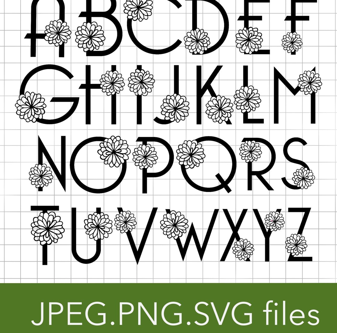 Floral Letters Alphabet Marigold Petals Flower JPEG PNG SVG Instant ...