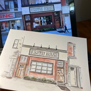 Custom House Hand-drawn Sketch 8x10 Pen Ink Drawing Doodle Bar Home ...