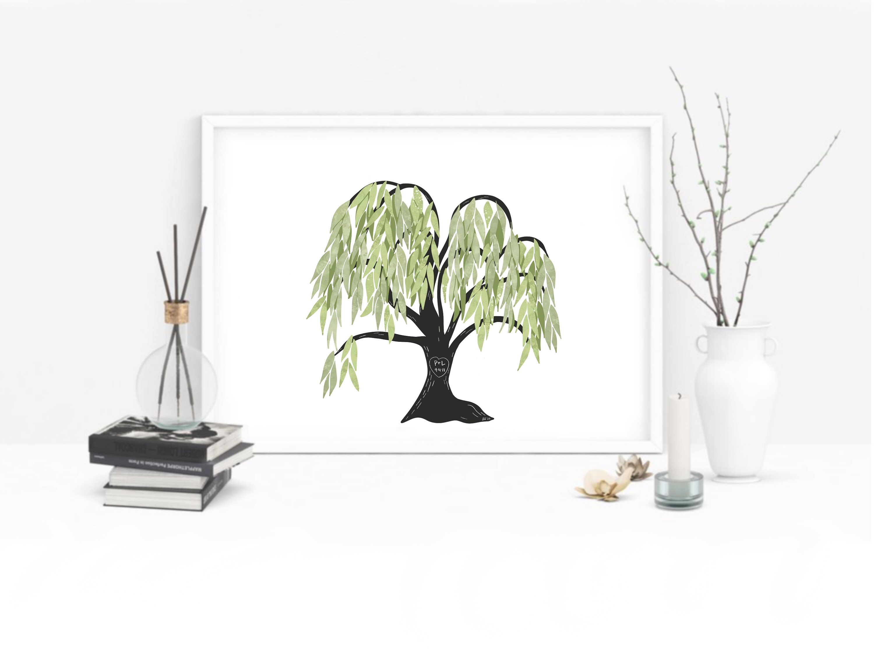 Willow Tree 8x10 Digital Printable Wall Art Download Love Initials ...