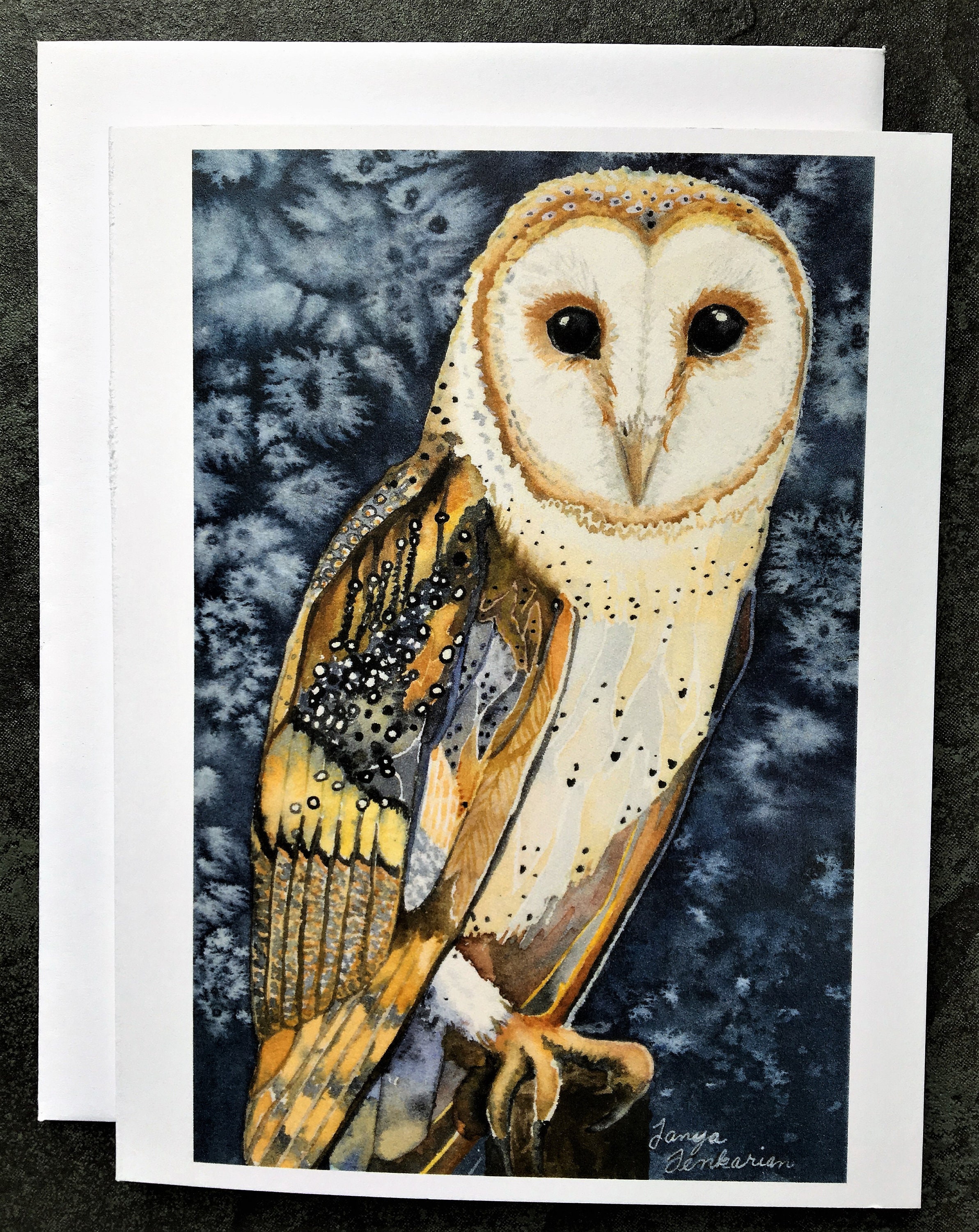 Nighttime Love, Artsy Notecard, barn owl card, owl, hoot, nocturnal ...