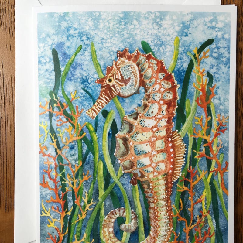 Seahorse Card - Etsy