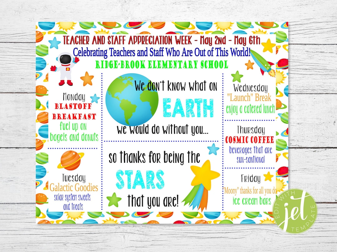 INSTANT Download, Personalized Teacher Appreciation Week Sign or Poster ...