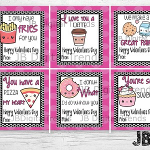 Printable Food Kawaii, CUTE, Inspired Valentine’s Day Cards, PDF ...