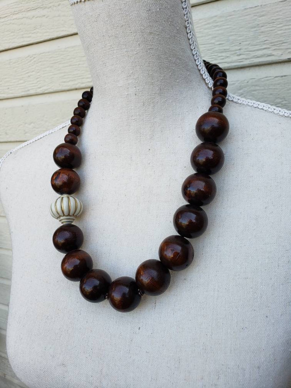 Wooden necklace chunky wooden necklace statement wood | Etsy