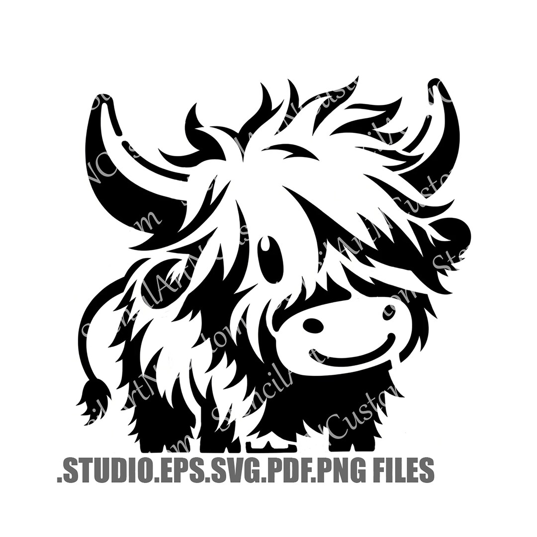 Scottish Highland Cow Farm Single Cut Stencil SVG Eps Pdf Png Files ...