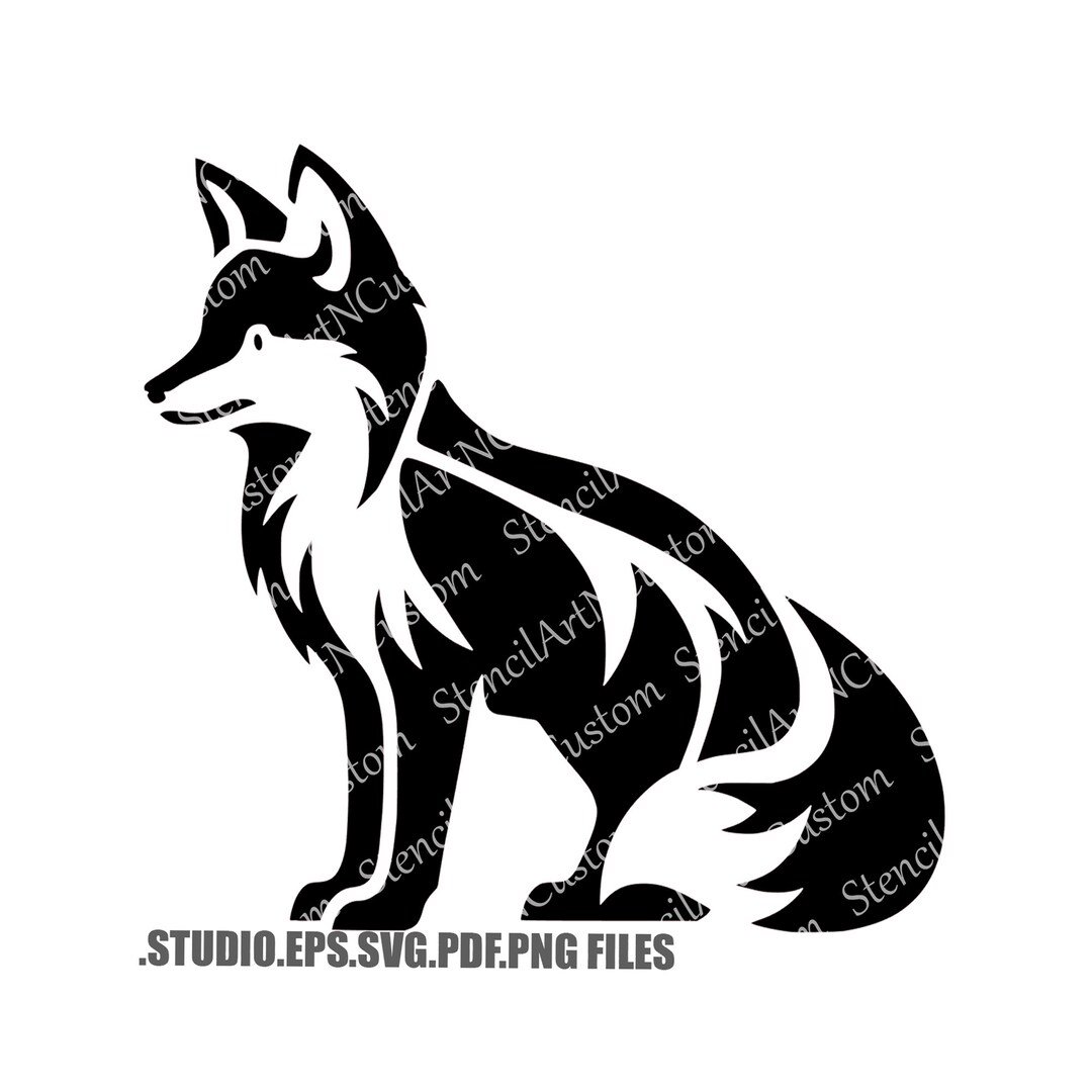 Cute Farm Fox Single Cut Stencil SVG Eps Pdf Png Files. Create & Laser ...