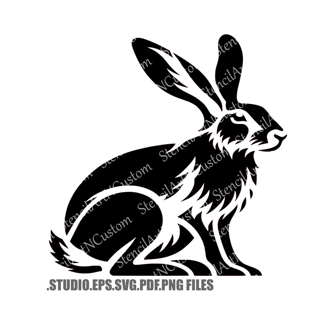 Hare Stencil Bunny Single Cut Stencil SVG Eps Pdf Png Files. Create ...