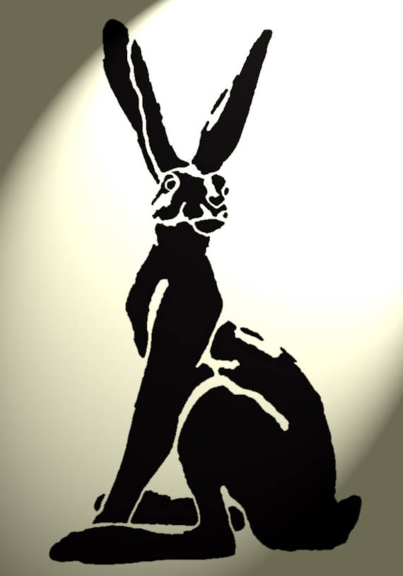 Shabby Chic Stencil Artistic Hare Sitting Rabbit Rustic A4 - Etsy
