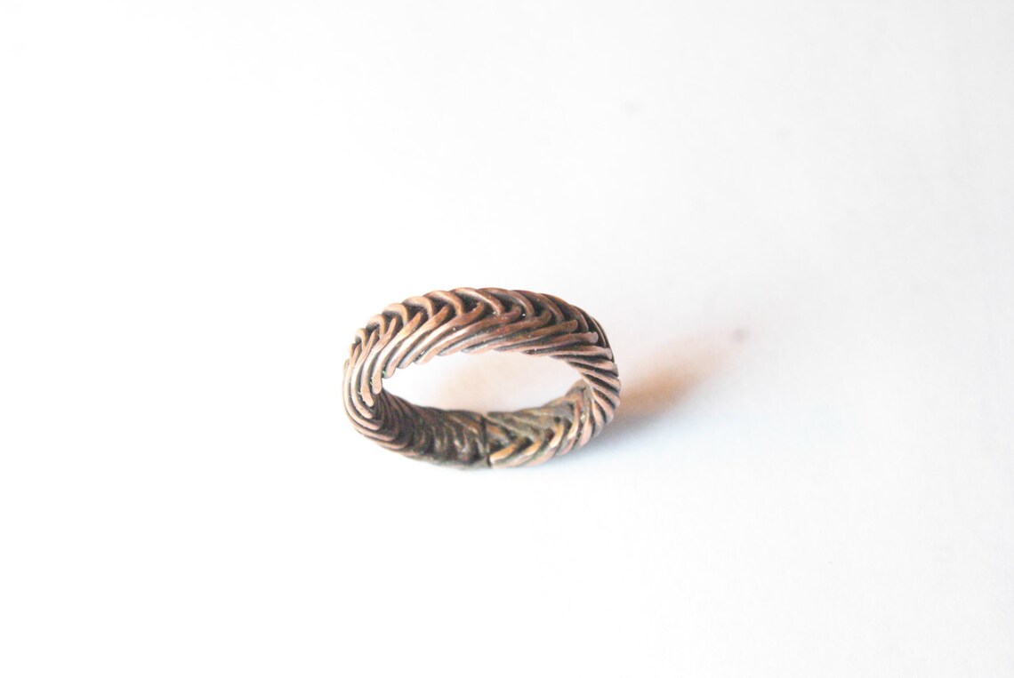 Braided copper wire women ring Elegant band gift Boho style | Etsy