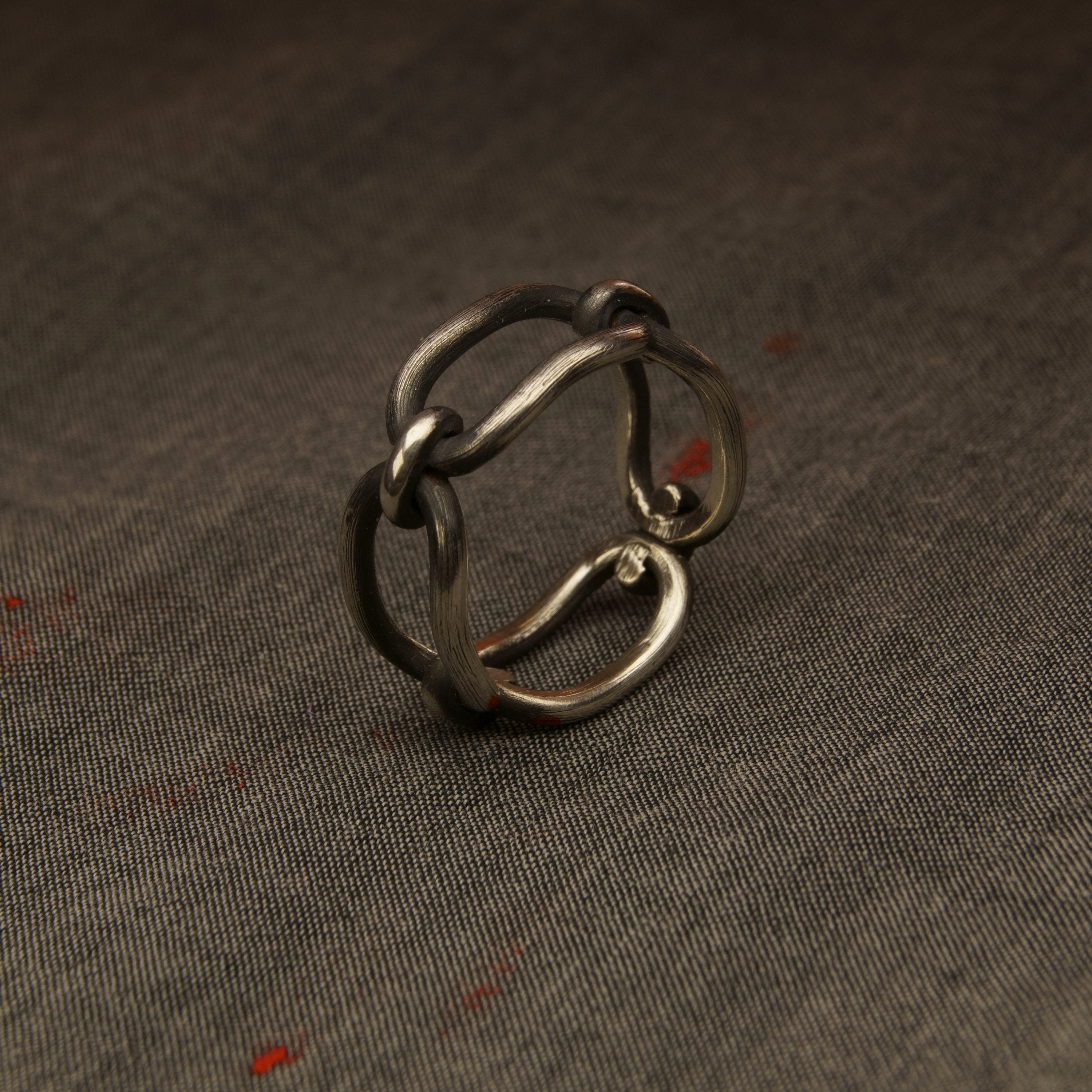 Silver unique wedding mens chain ring Modern jewelry Womens | Etsy