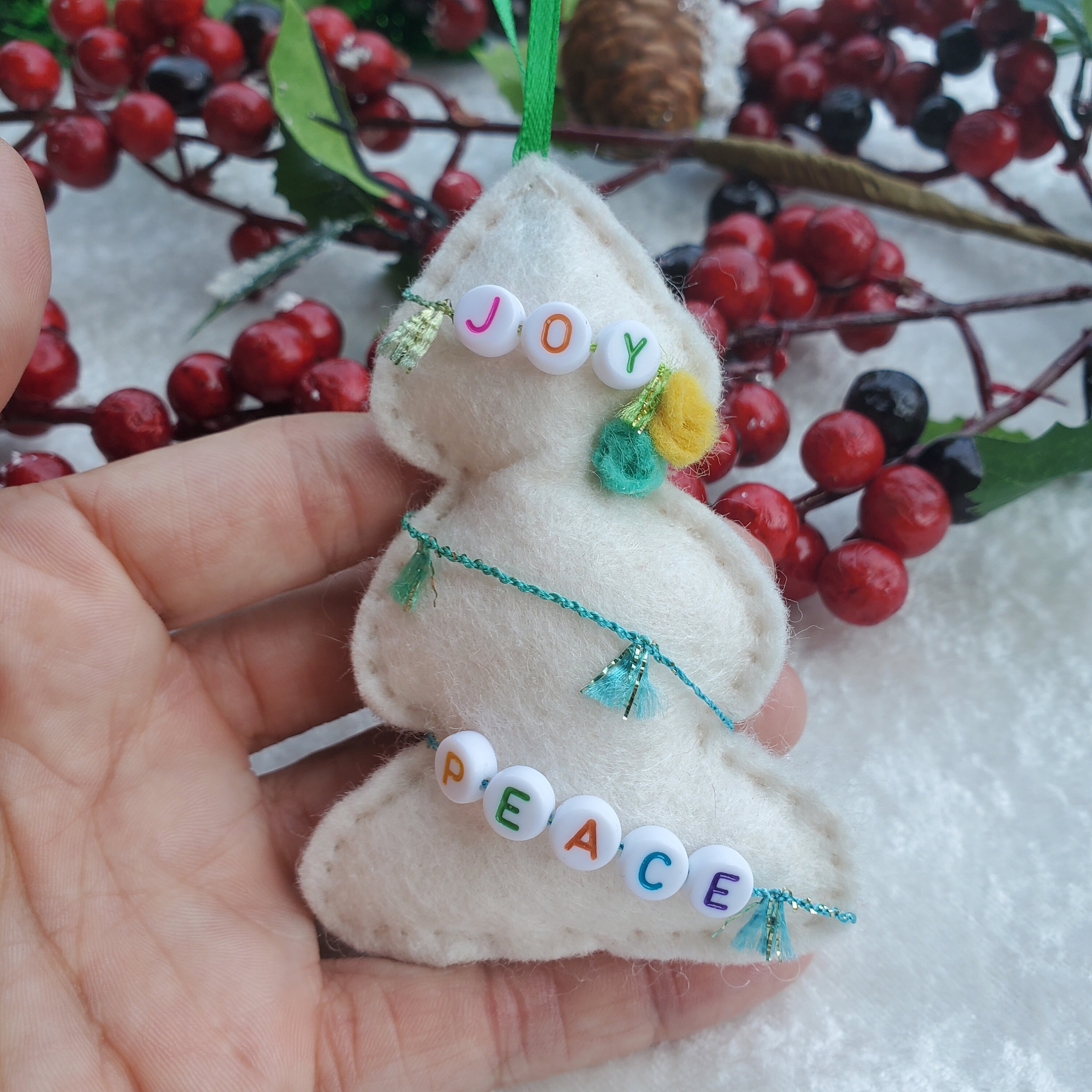 Felt Flower Christmas Tree Decorationsset of 2merry and - Etsy