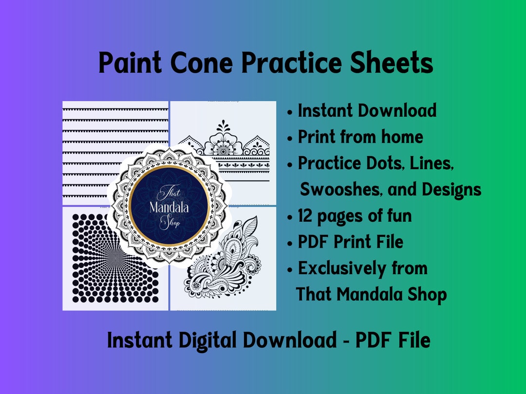 Paint Cone Practice Sheets - Digital Download - PDF File - 12 Unique ...