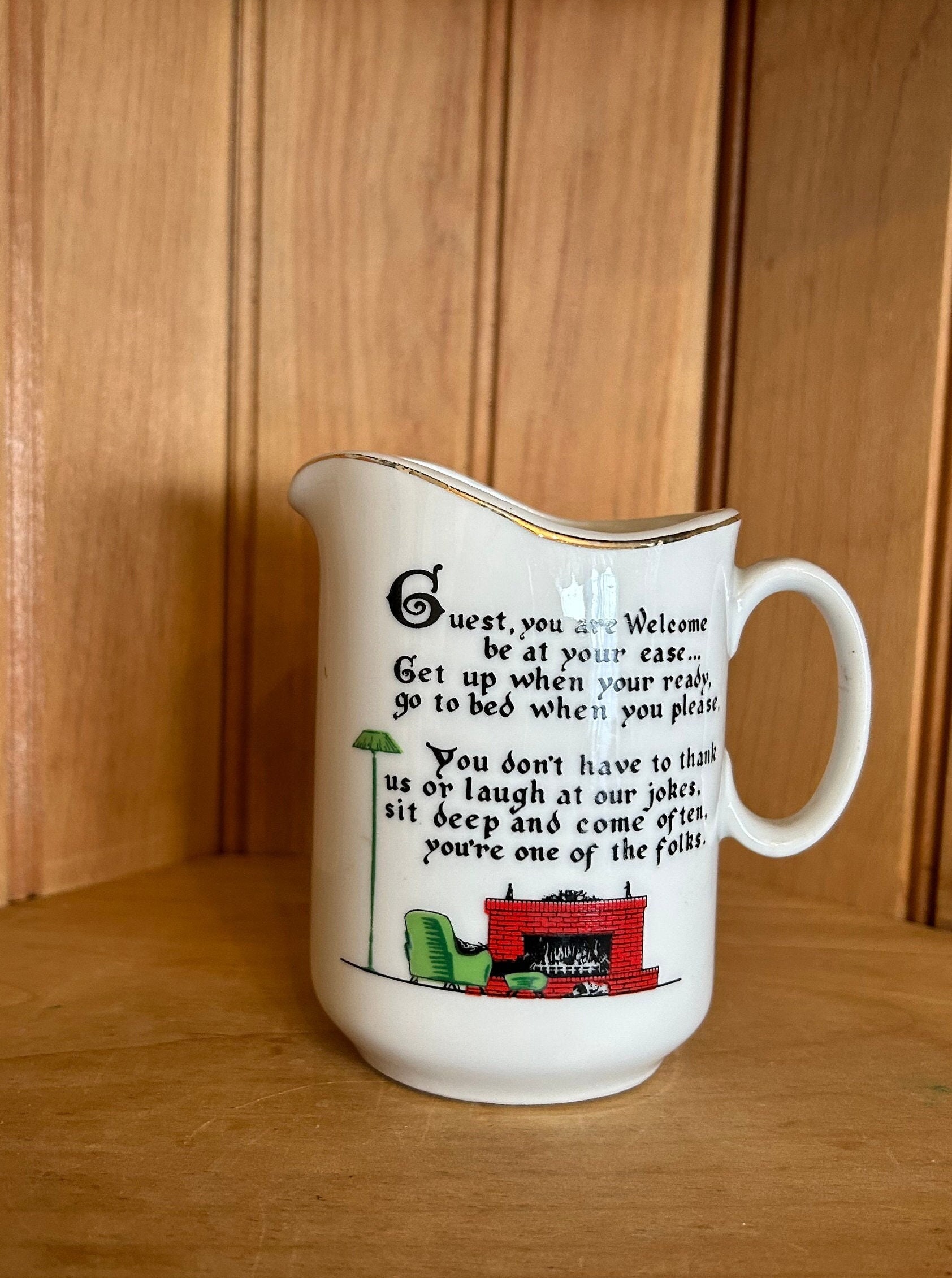 Vintage Guest Bedside Table Water Pitcher Welcome Greeting - Etsy