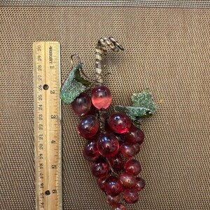 Vintage Lucite Acrylic Red Grapes Sugared Leaves Fruit Handcrafted ...