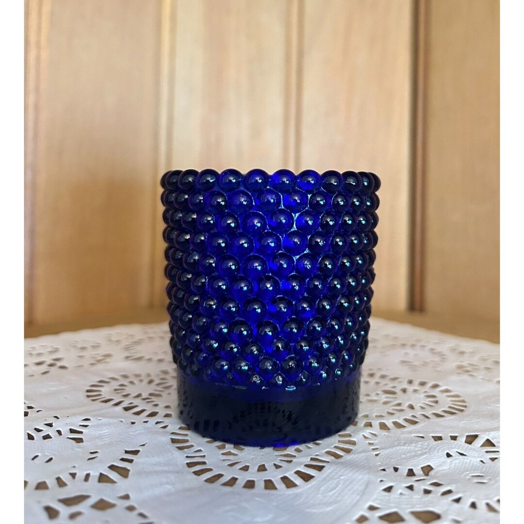 Vintage Hobnail Cobalt Blue Glass Toothpick Holder Votive Candleholder ...