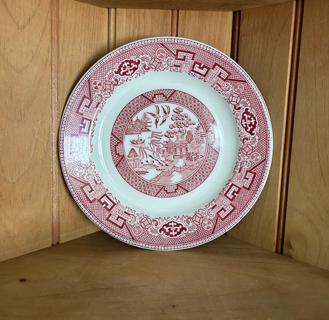 Vintage Red White Willow Restaurantware Sterling Ironstone China ...