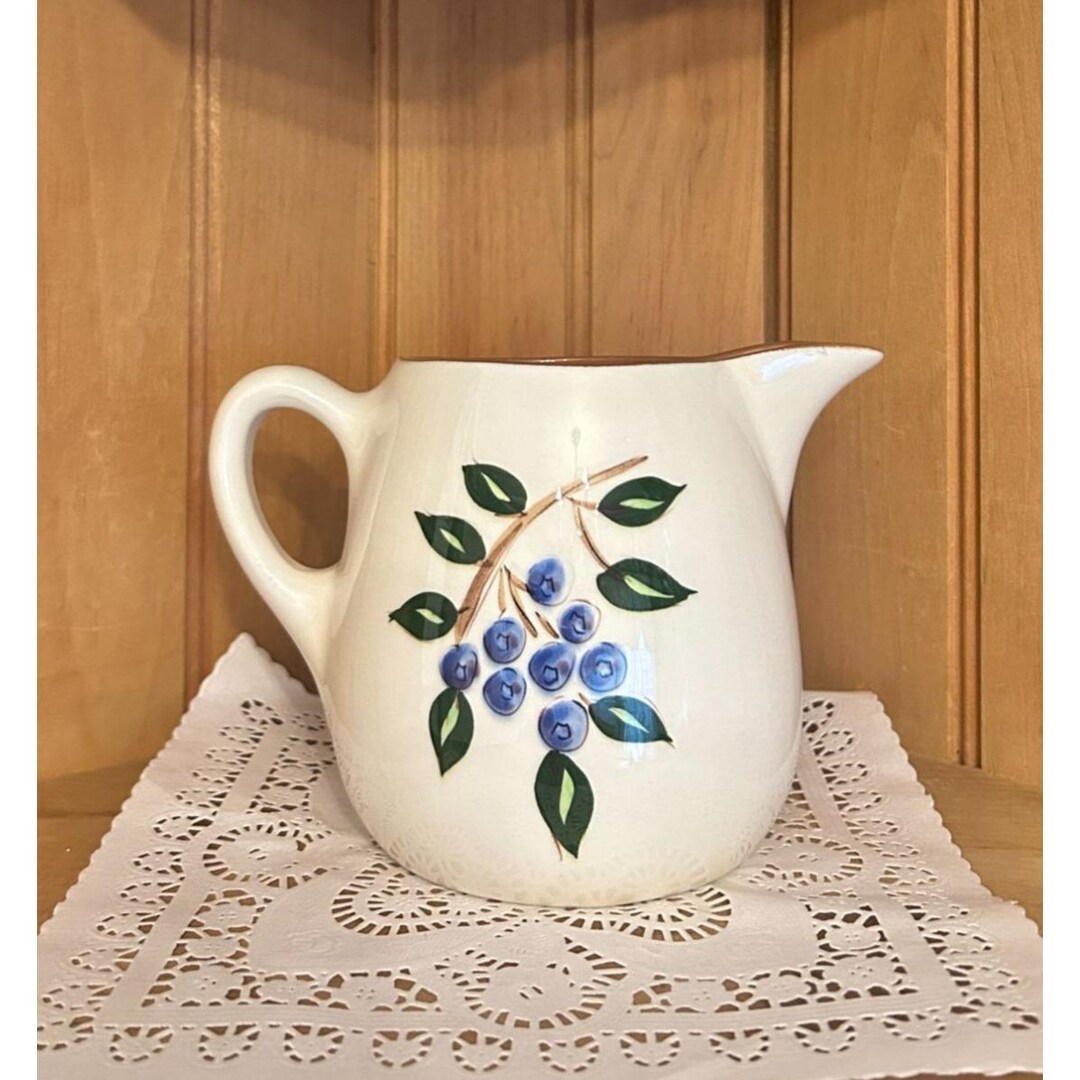 Vintage Stangl Pottery Blueberry Creamer Jug Hand-painted Ceramic Made ...