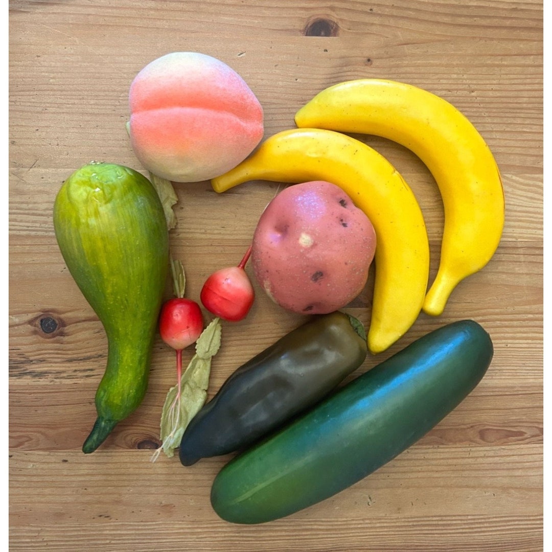 Vintage Lot of Faux Realistic Fruits Vegetables Prop Staging Kitchen ...