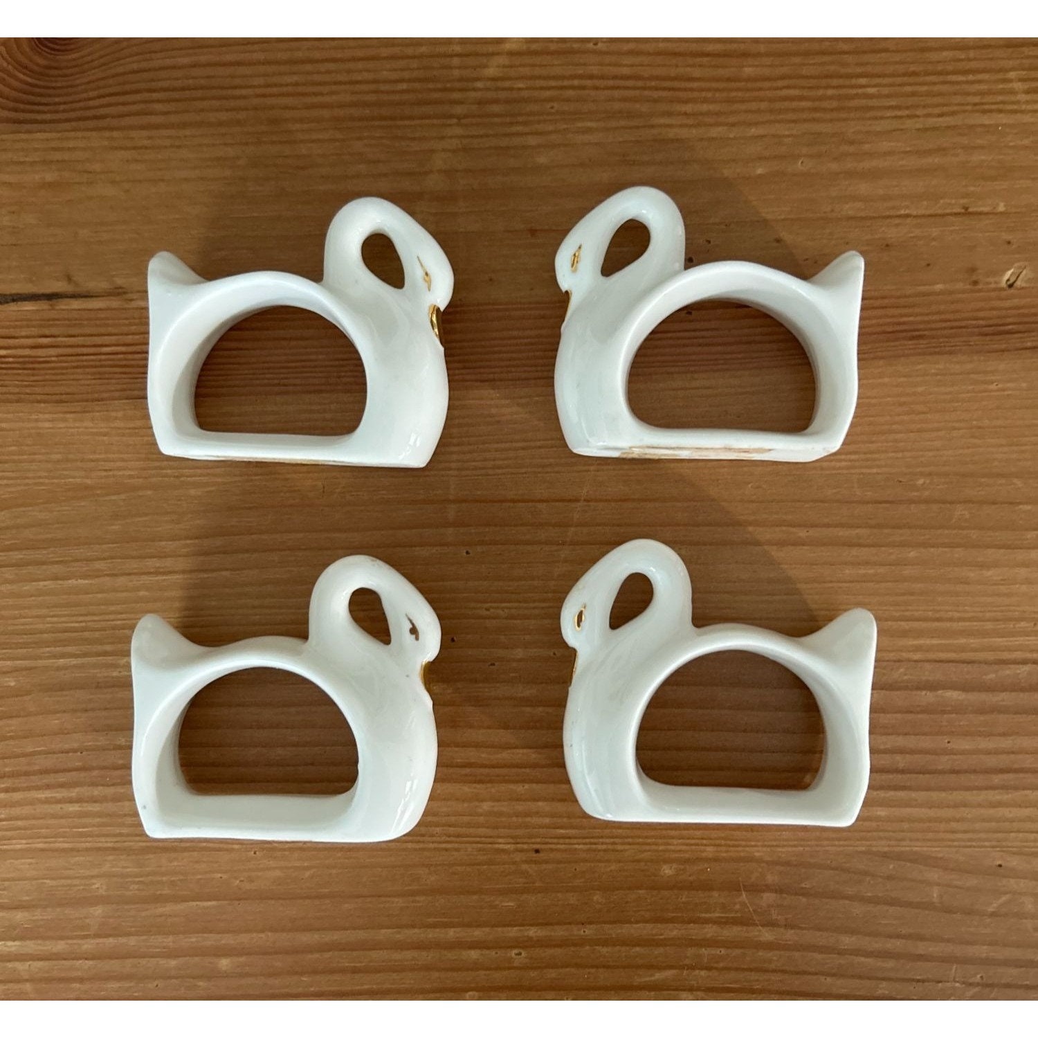 Set of 4 Porcelain Vintage Audrey White Gold Swan Bird Napkin - Etsy