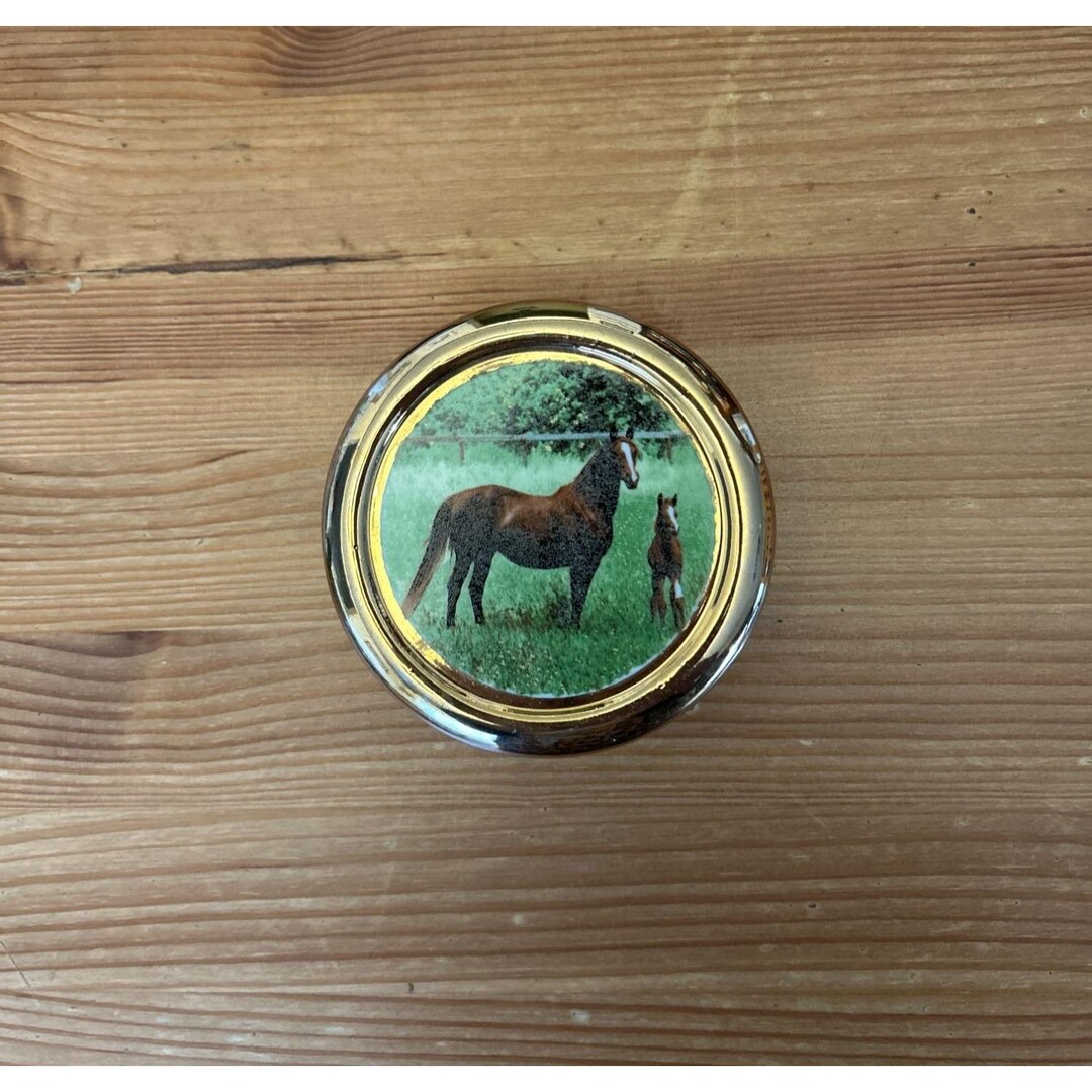 Vintage Porcelain Equestrian Style Trinket Box Horse Foal Gold Trim - Etsy
