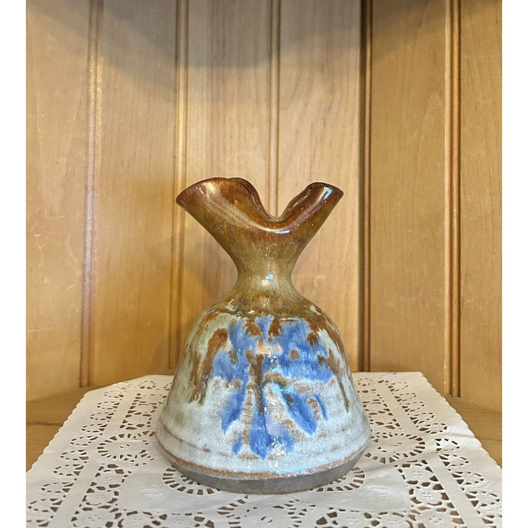 Vintage Mikael Carstanjen Cape Cod Studio Art Pottery Oil Cruet Blue ...