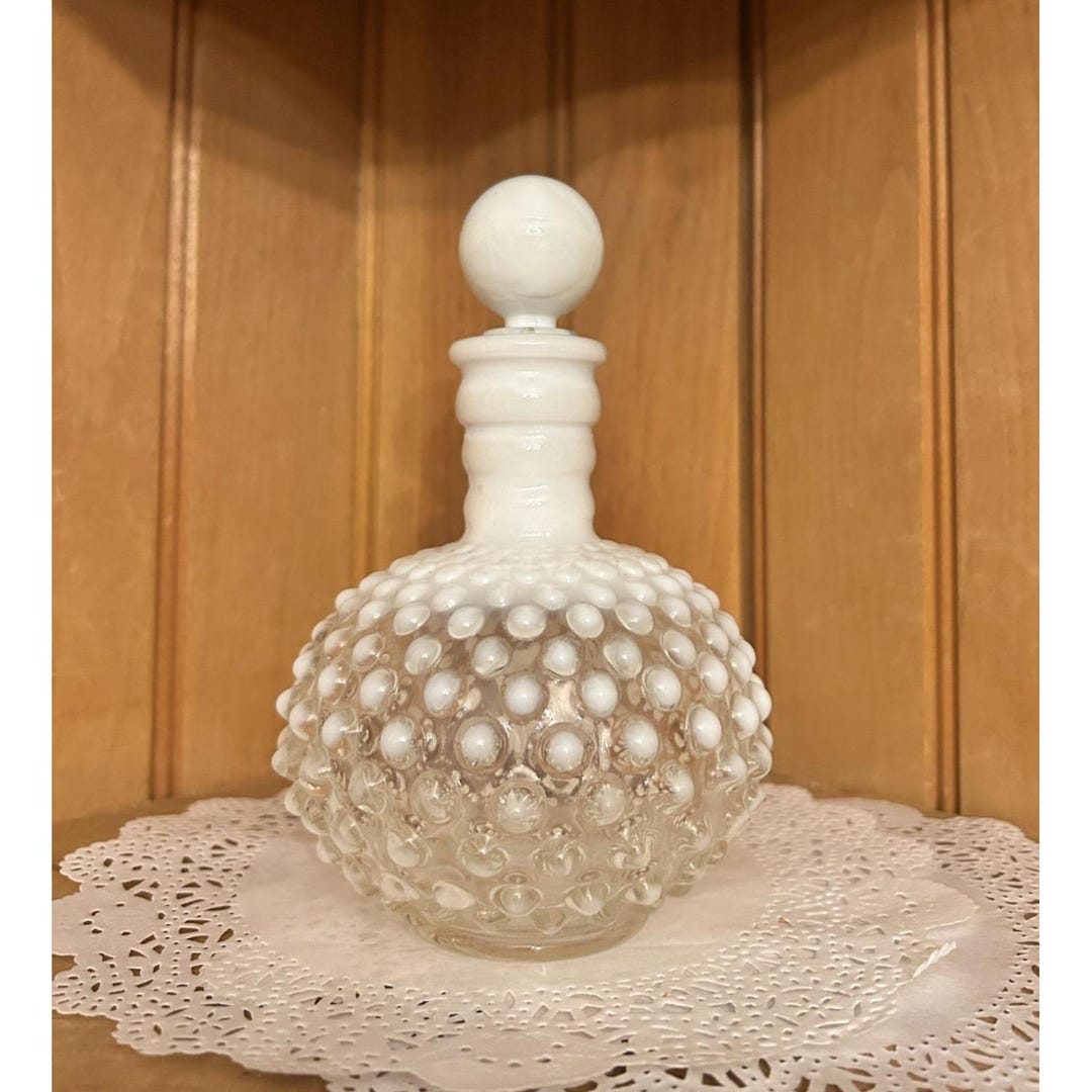 Vintage Fenton Moonstone Glass Hobnail Perfume Bottle Stopper Vanity ...