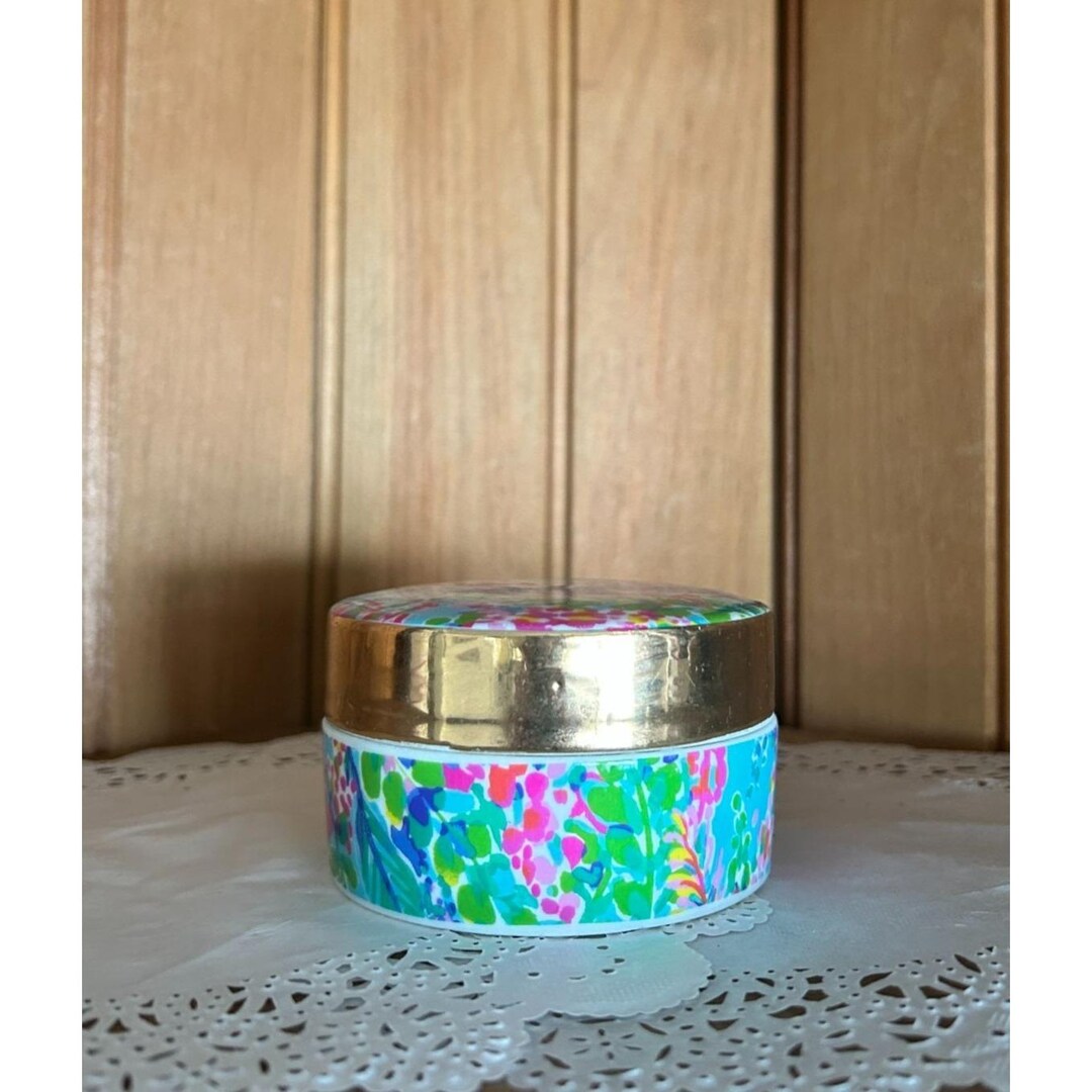 Lilly Pulitzer Trinket Box Floral Design Gold Accents Jewelry Vanity ...