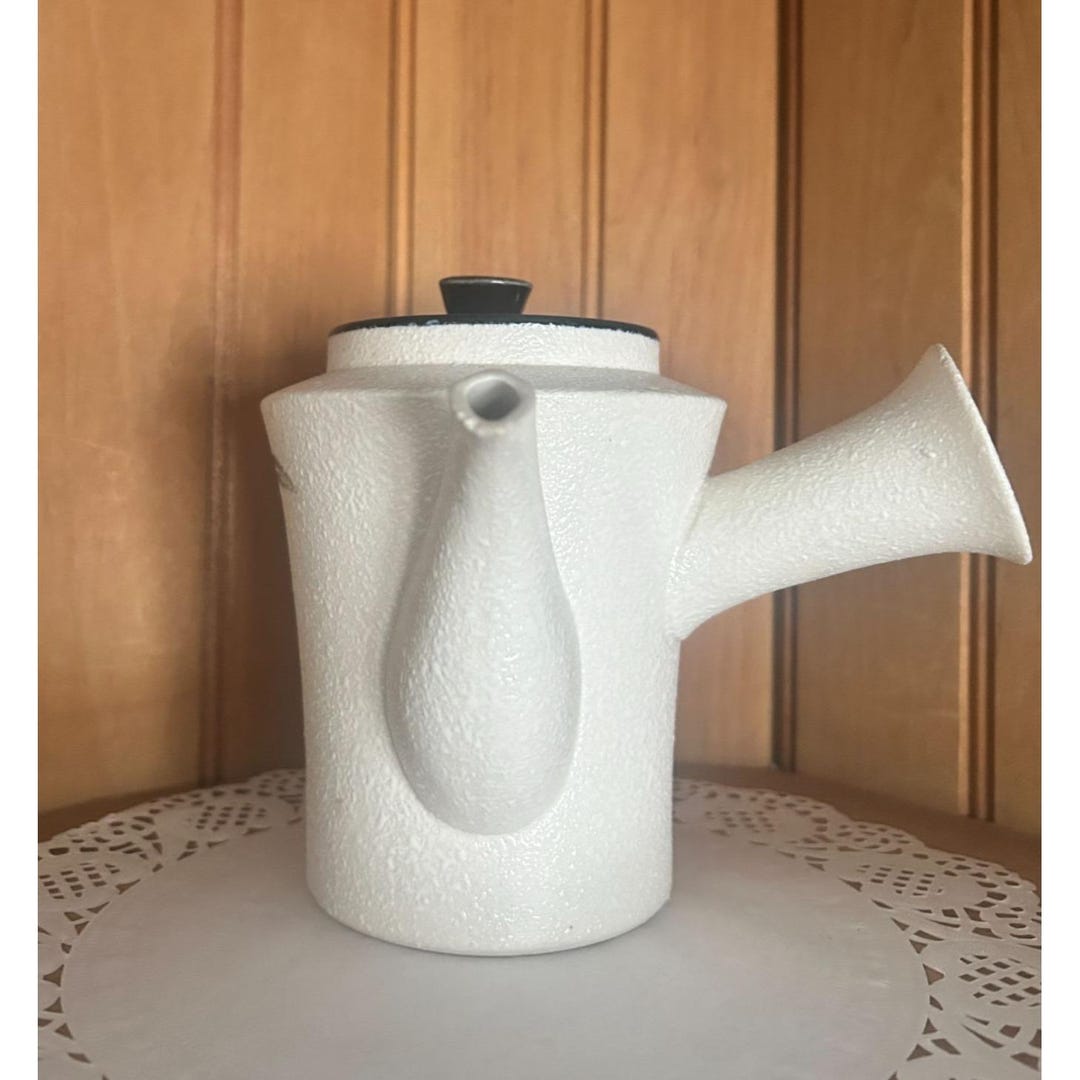 Vintage Japanese Teapot Stoneware Black White Graphic Design Modern ...