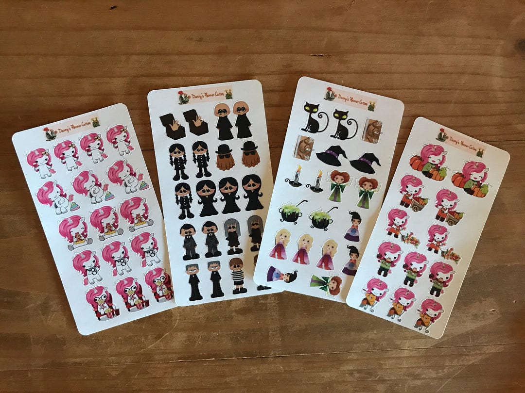 Character One Inch Sticker Sheets. Choose Your Favorite Theme. Planner ...