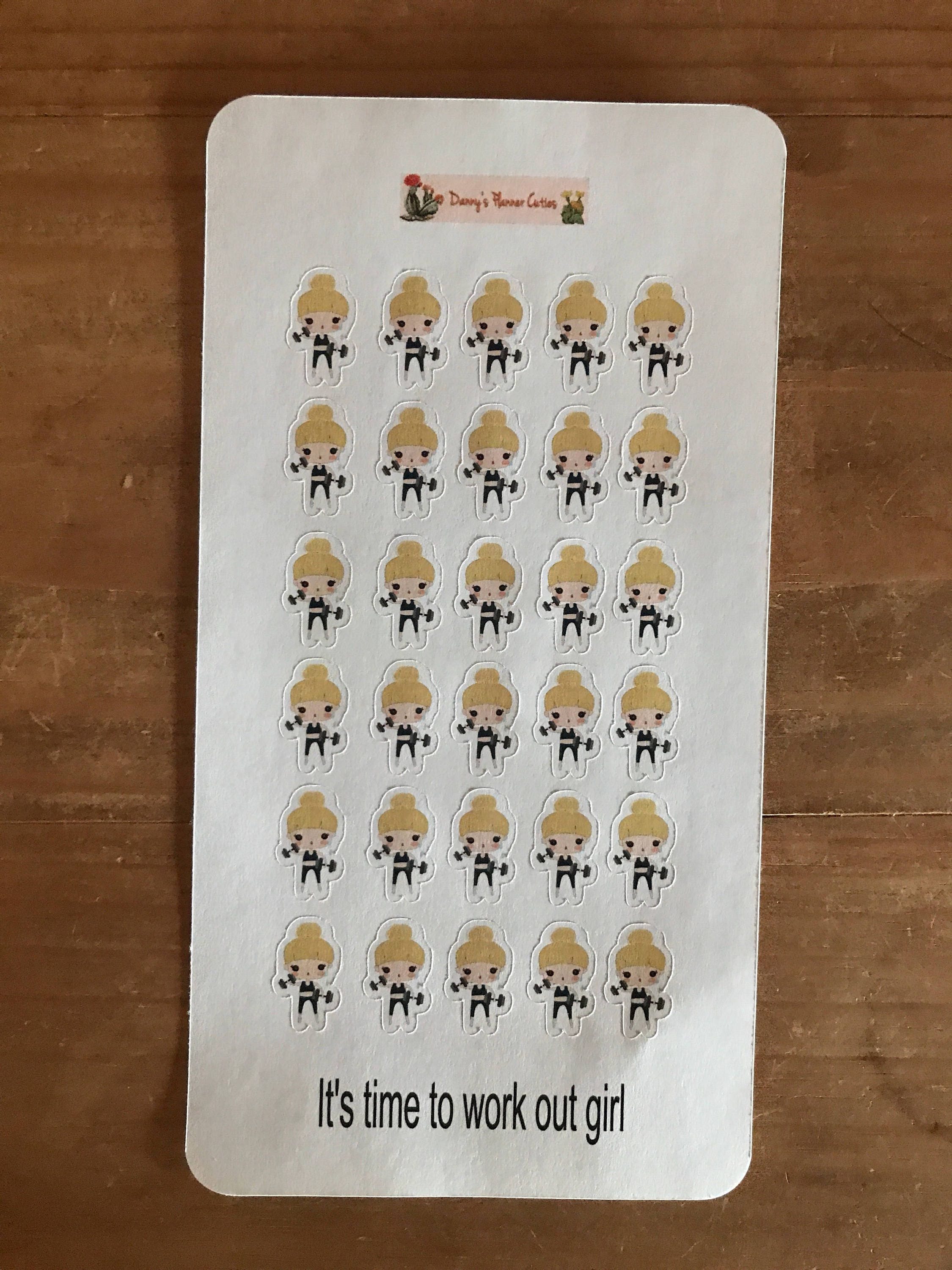 Workout Girl Stickers / Cute Girl / Functional Stickers / | Etsy