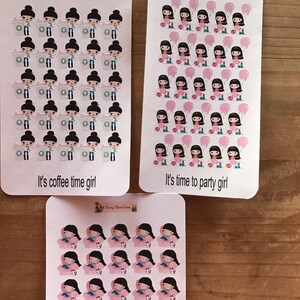 Coffee Time Stickers / Cute Girl / Functional Stickers / - Etsy