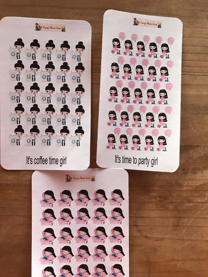 Coffee Time Stickers / Cute Girl / Functional Stickers / - Etsy