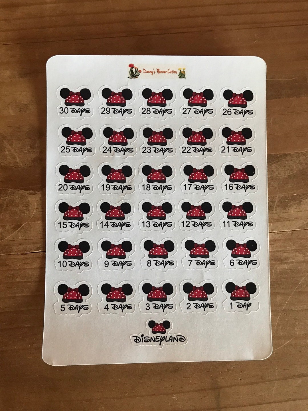 Disney Countdown Planner Stickers. Deco Stickers for a Pocket, Personal ...