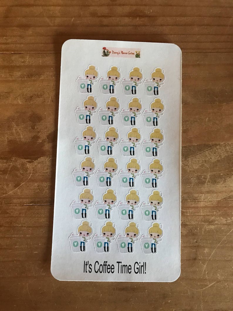Coffee Time Stickers / Cute Girl / Functional Stickers / - Etsy