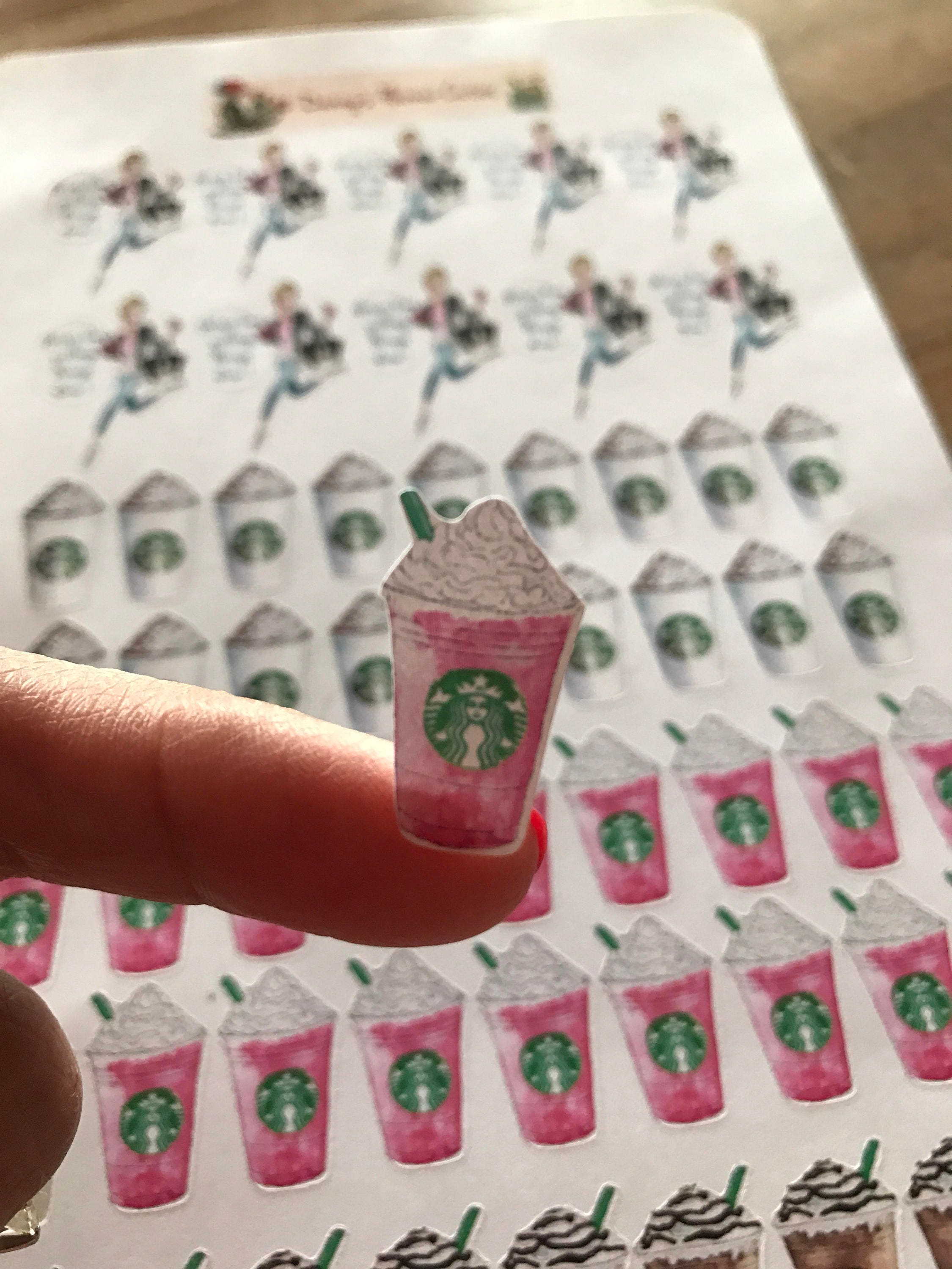 Starbucks Coffee and Messy Bun Girl Stickers. Planner Stickers, Perfect ...