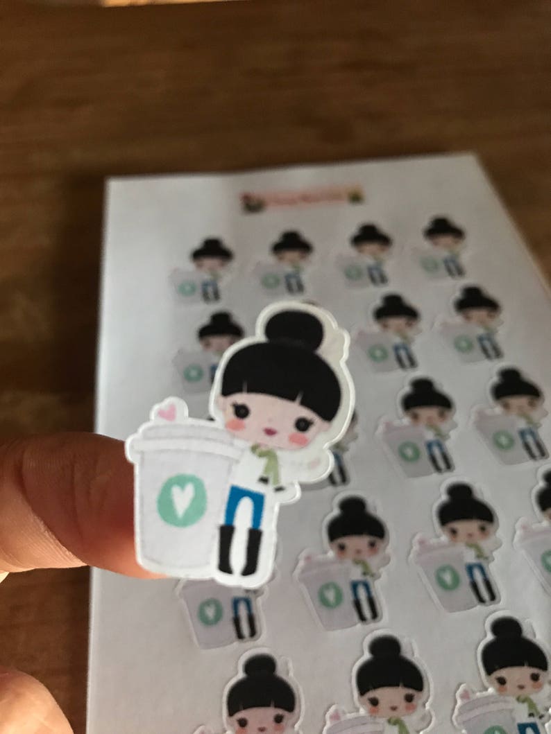 Coffee Time Stickers / Cute Girl / Functional Stickers / - Etsy