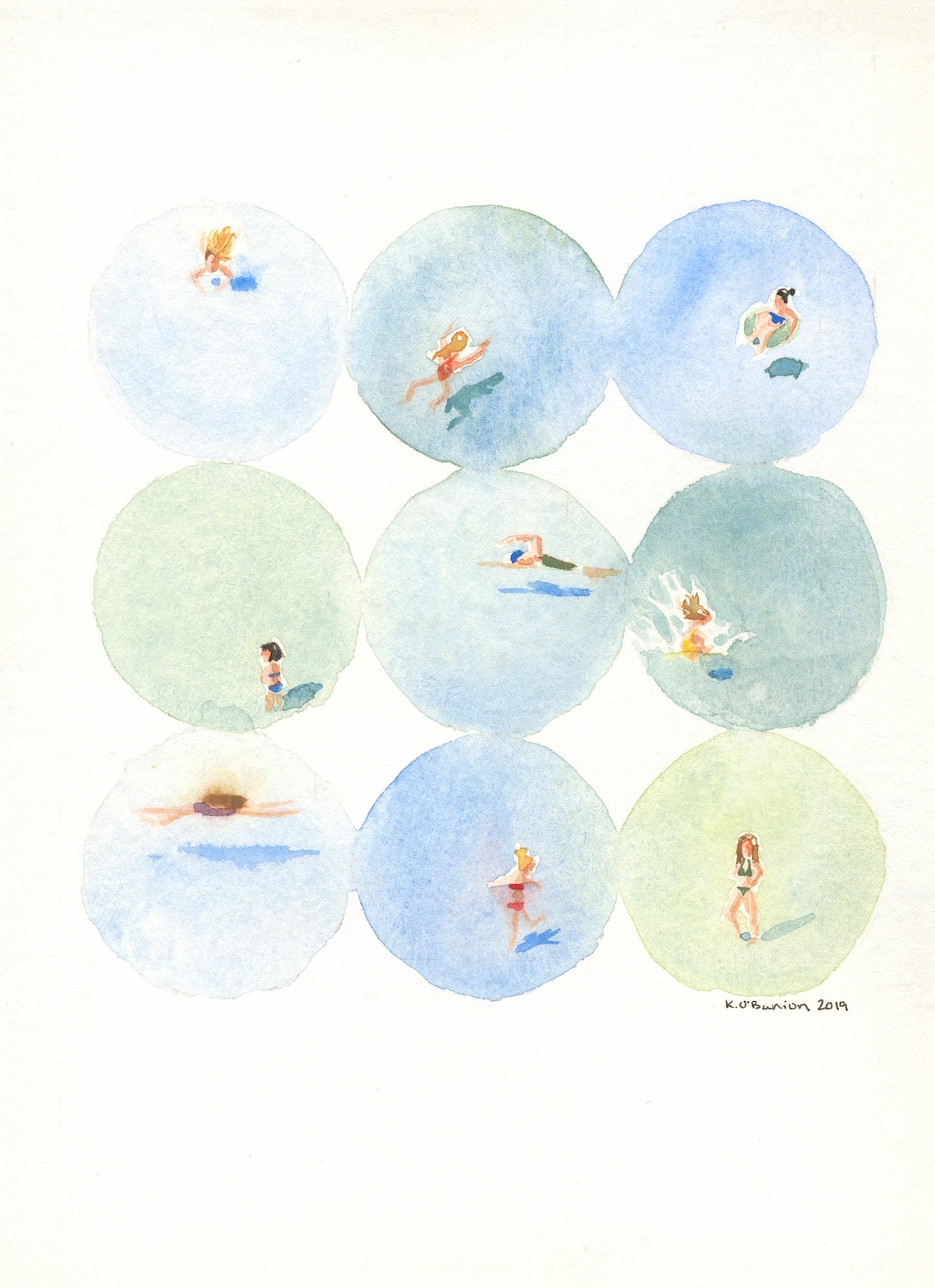 Swimming in Circles Watercolor Print - Etsy