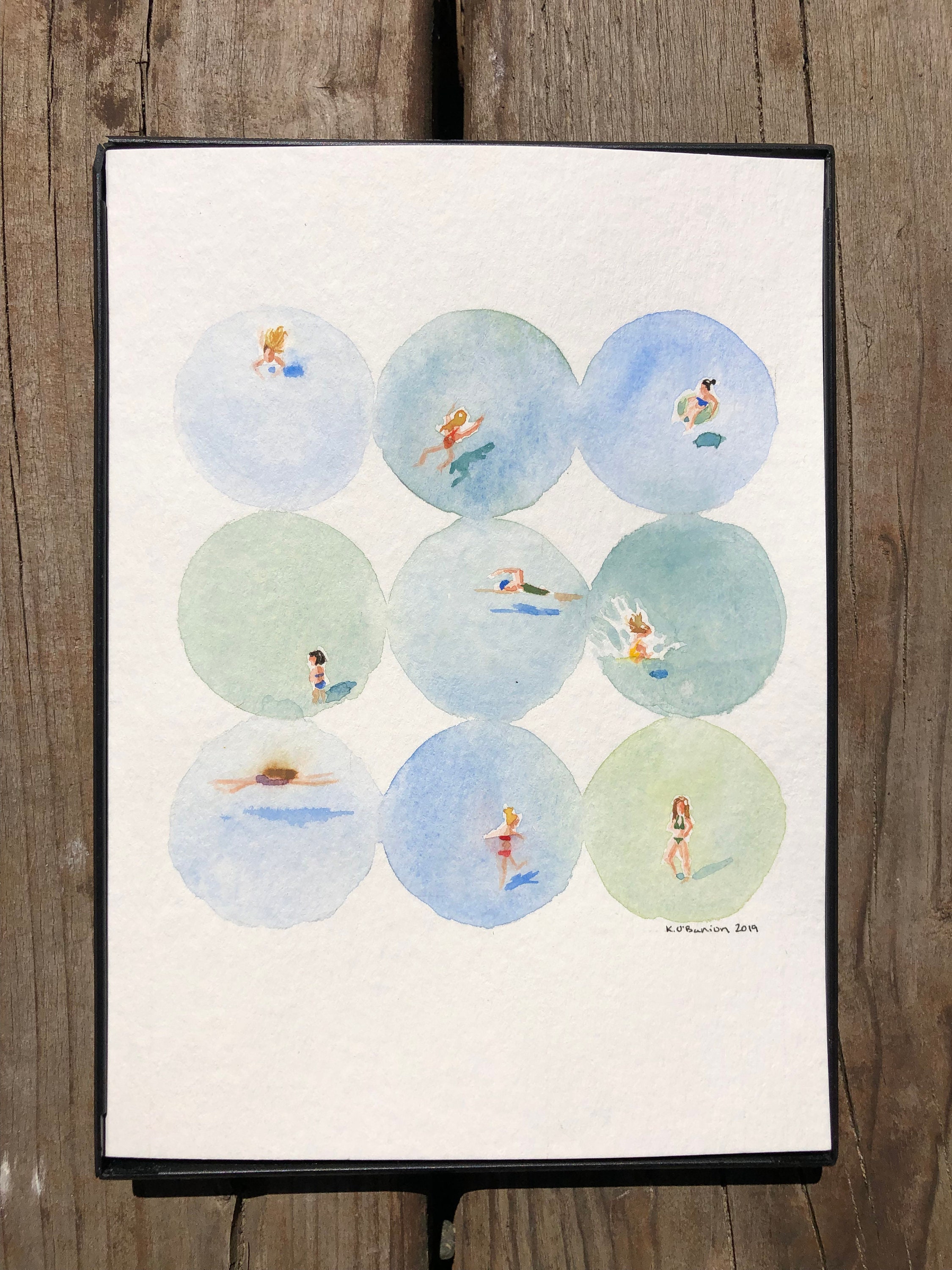 Swimming in Circles Watercolor Print - Etsy