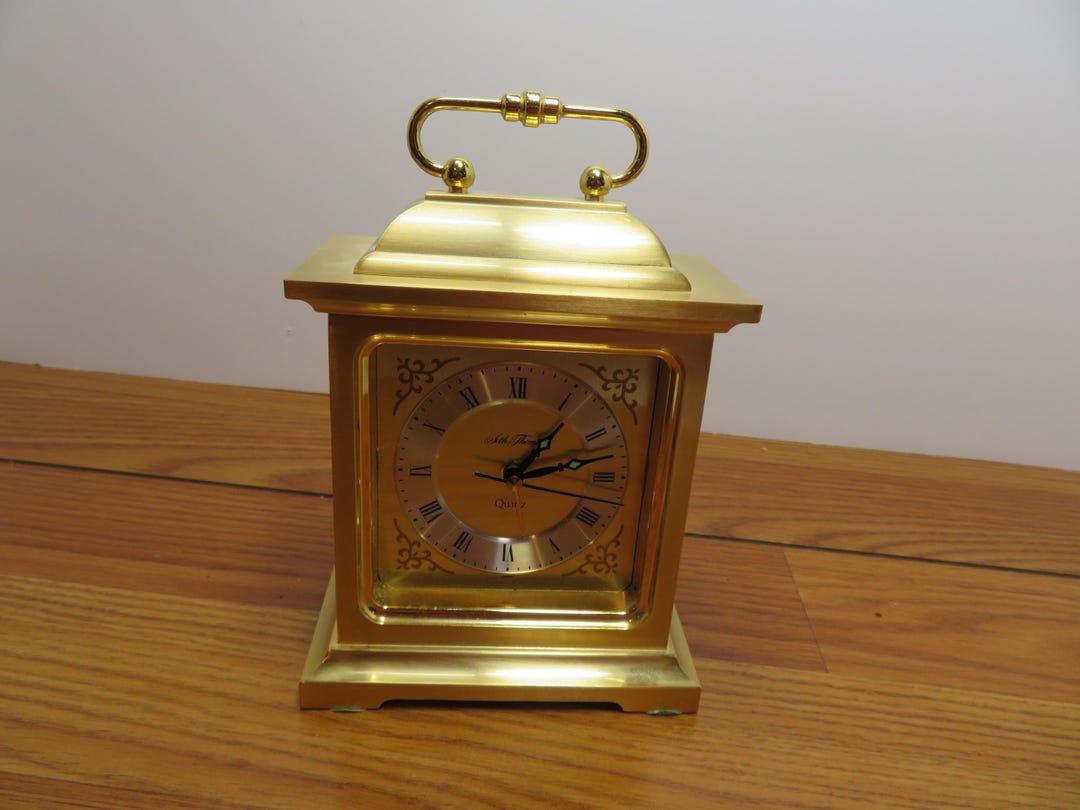T 657 Vintage 1994 Seth Thomas Brass Rapture Carriage Quartz Alarm ...