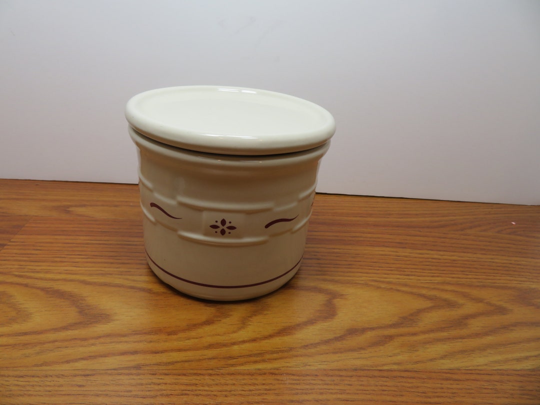 H 797 Longaberger Pottery Condiment Jar With Traditional Woven Red ...