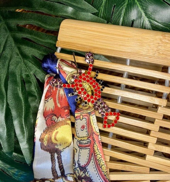 Vintage Antique Gold and Red Lobster Pin Brooch - Gem