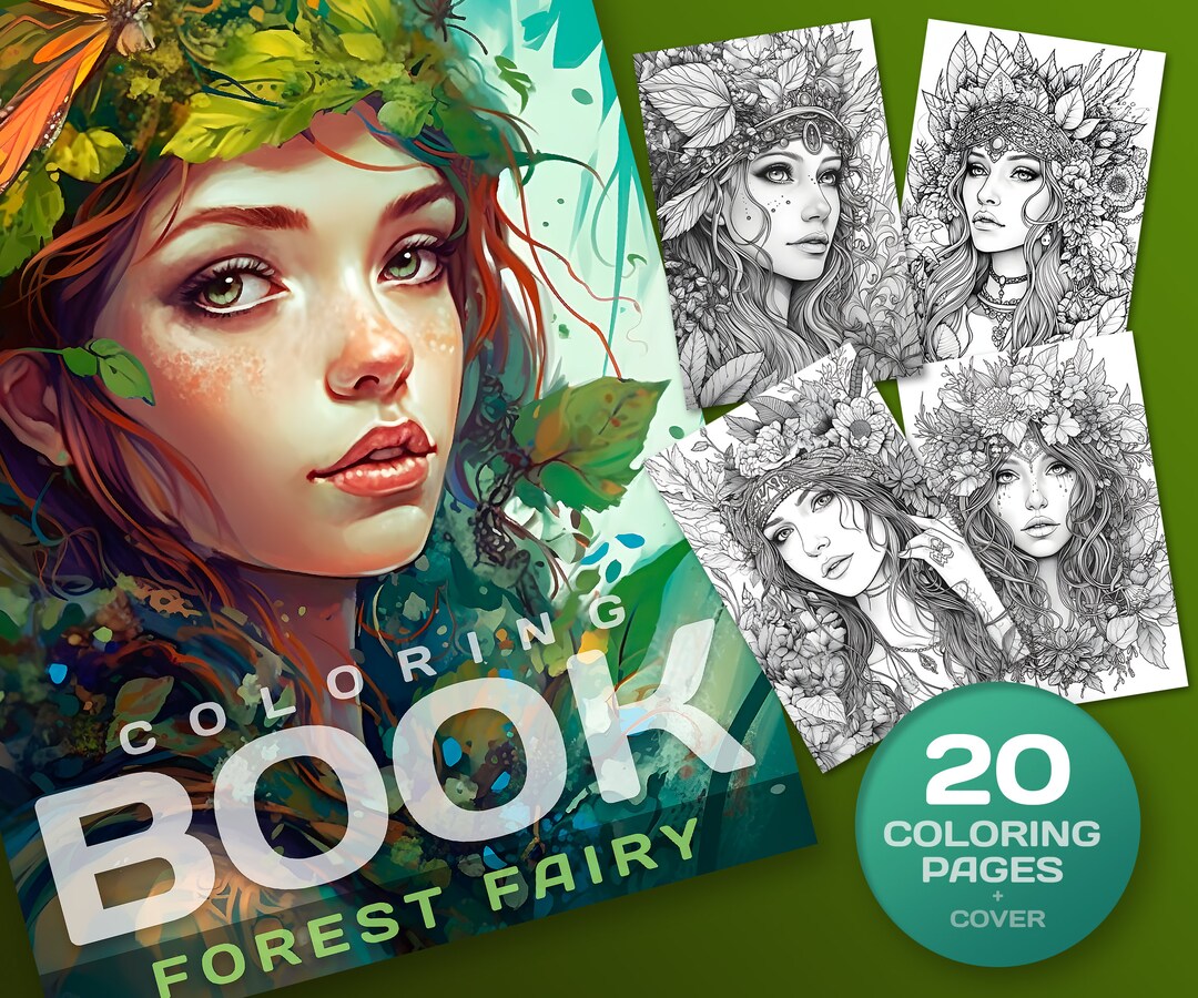 Beautiful Forest Fairy Girls Fantasy Coloring Page, Adults + Kids ...