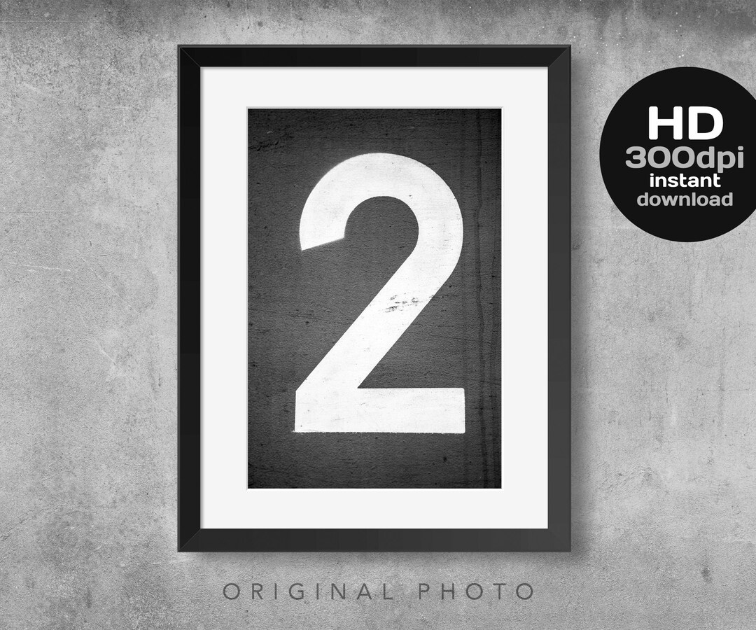 Original Photo Printable Number Two Black and White Art Downloadable ...