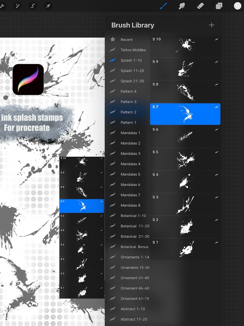 40 Ink Splash Stamps, Splatter Brushes for Proceate - Etsy